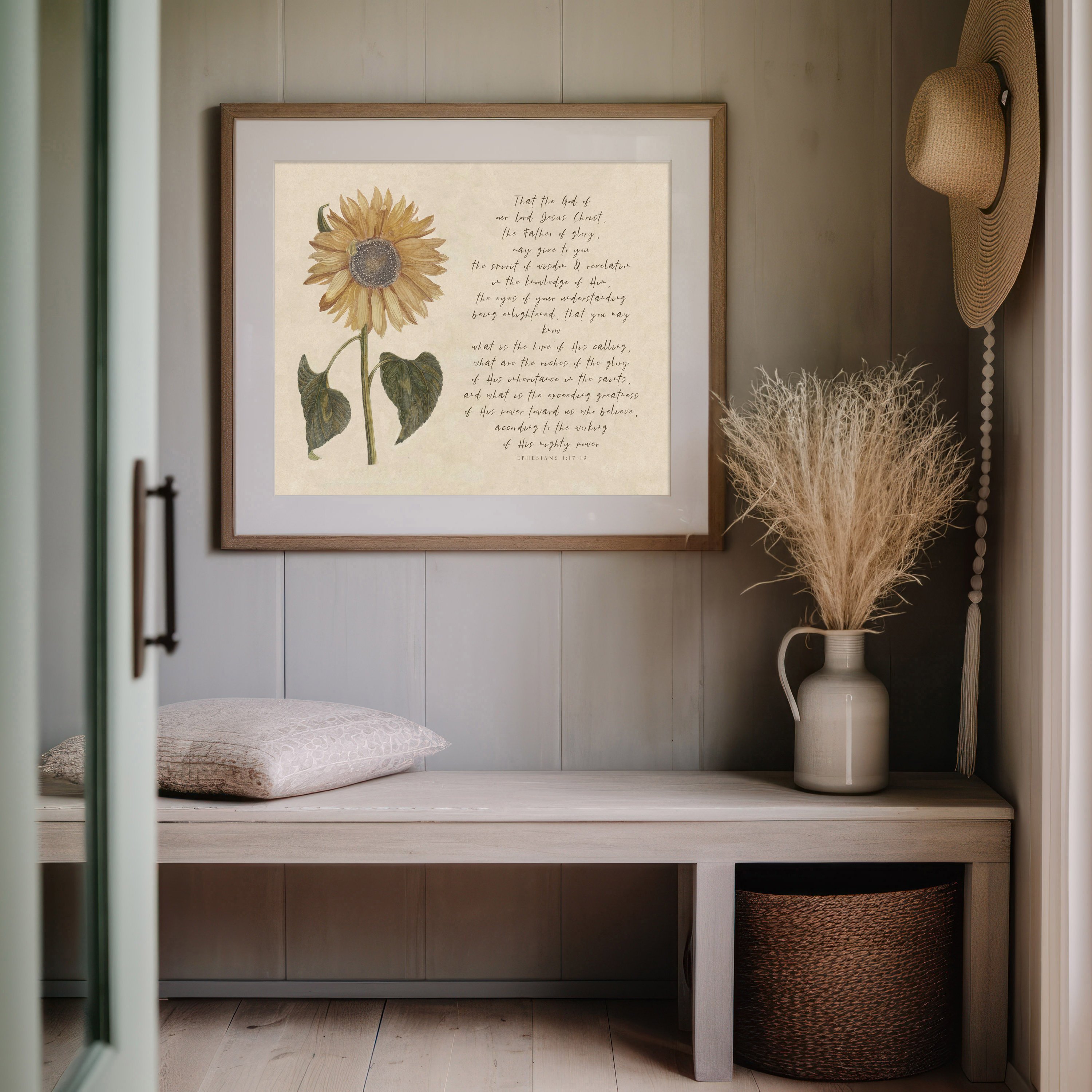 Sunflower Scripture Print Download. Vintage Sunflower and Bible Verse ...