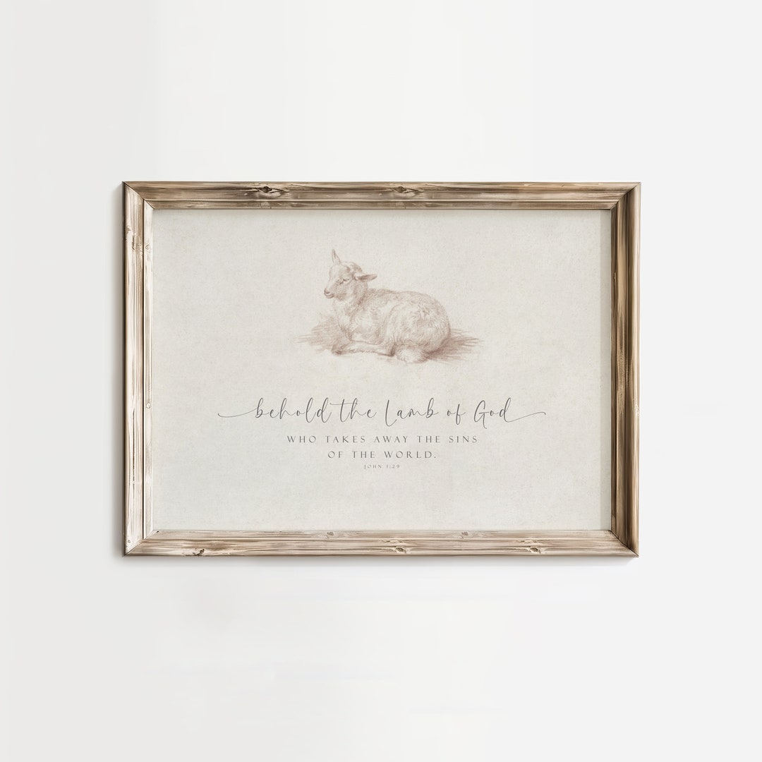 Easter Scripture Art Print Download. Vintage Lamb Illustration With ...