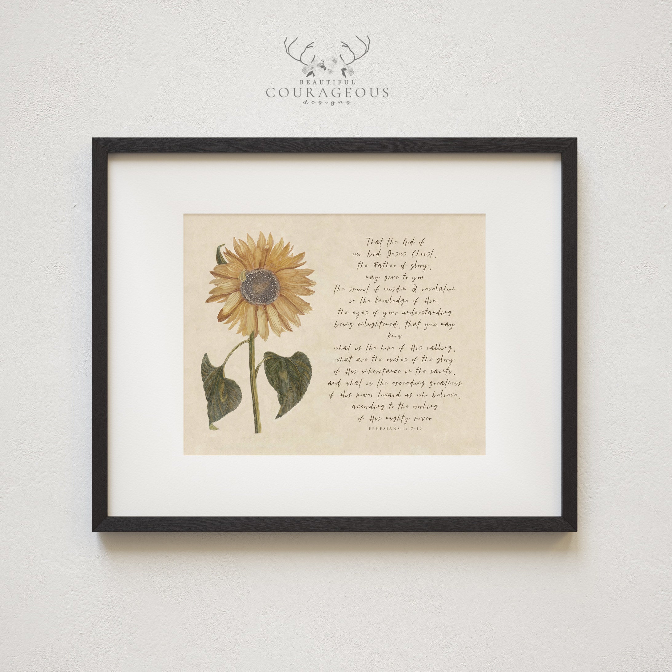 Sunflower Scripture Print Download. Vintage Sunflower and Bible Verse ...