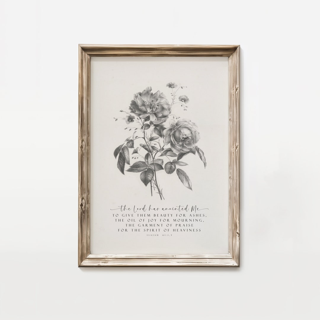 Vintage Floral Scripture Print Download. Flower Bouquet Illustration ...