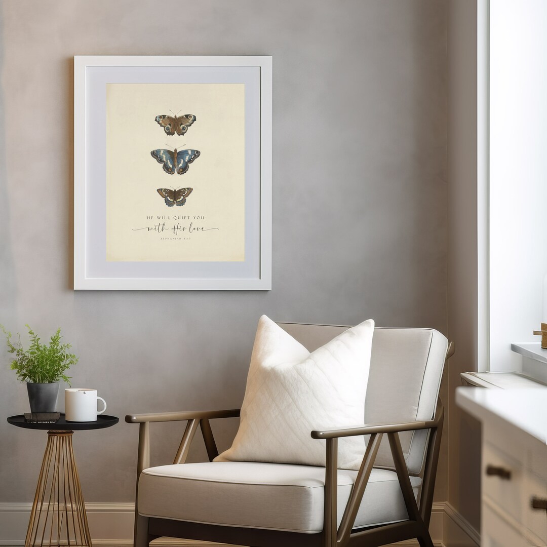 Butterfly Scripture Print Download. Vintage Butterflies & Bible Verse ...
