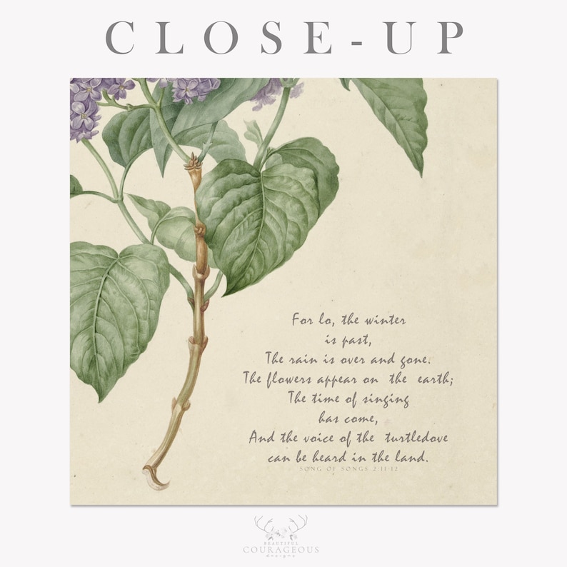 Vintage Floral Art Scripture Print Download. Vintage Lilac Painting and ...