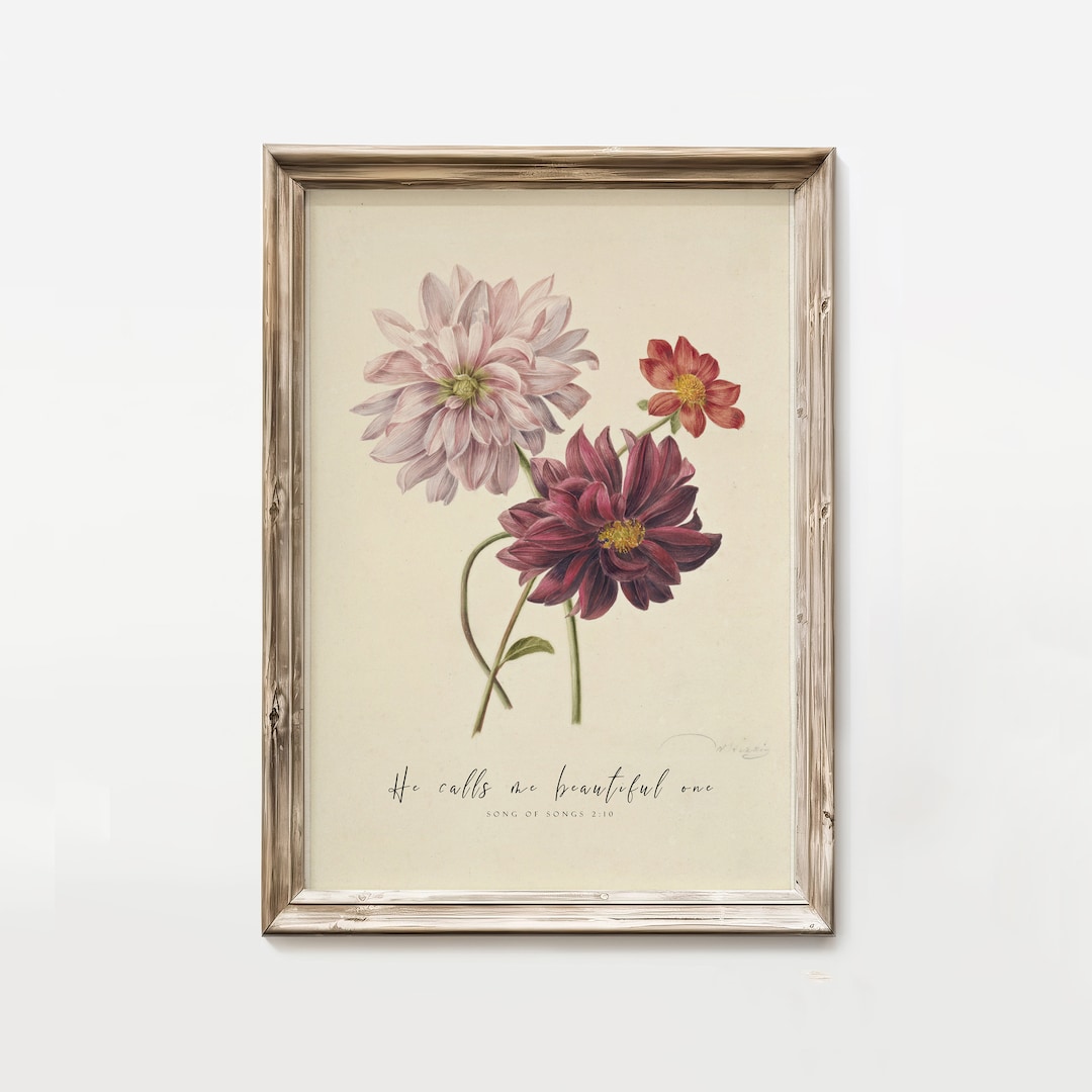 Floral Scripture Art Print Download. Vintage Flower Illustration and ...