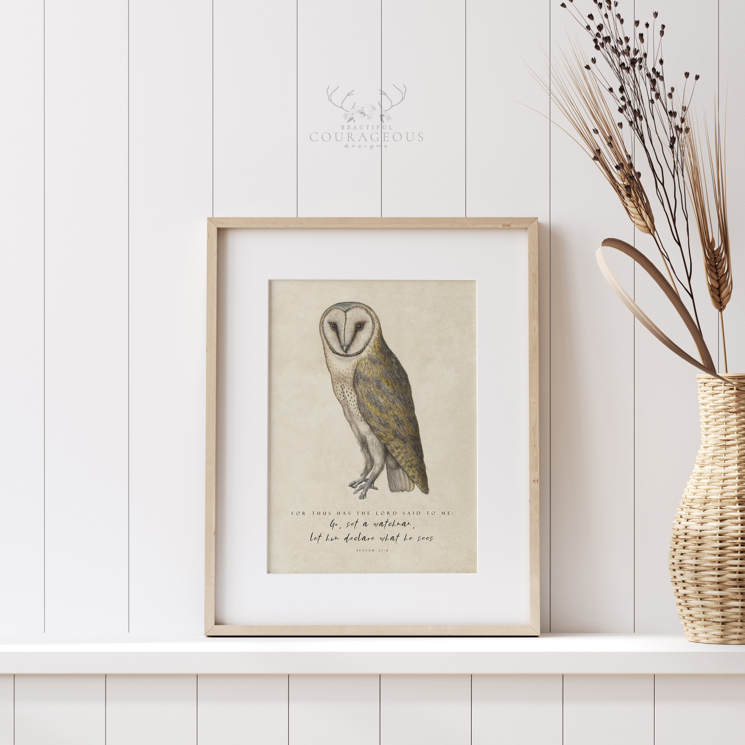 Vintage Owl Scripture Print Download. Barn Owl Illustration & Bible ...