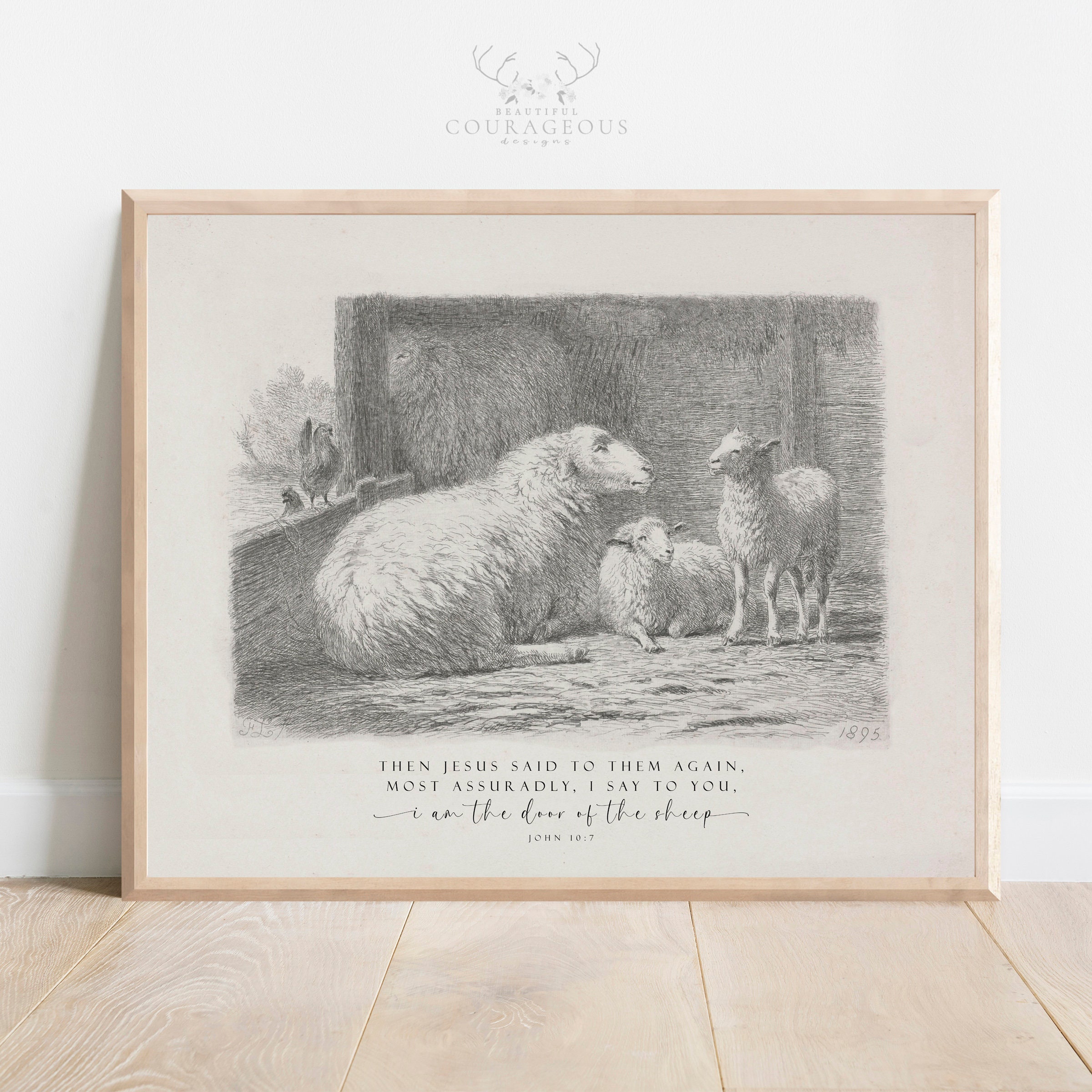 Sheep Scripture Print Download. Vintage Sheep Illustration and Bible ...