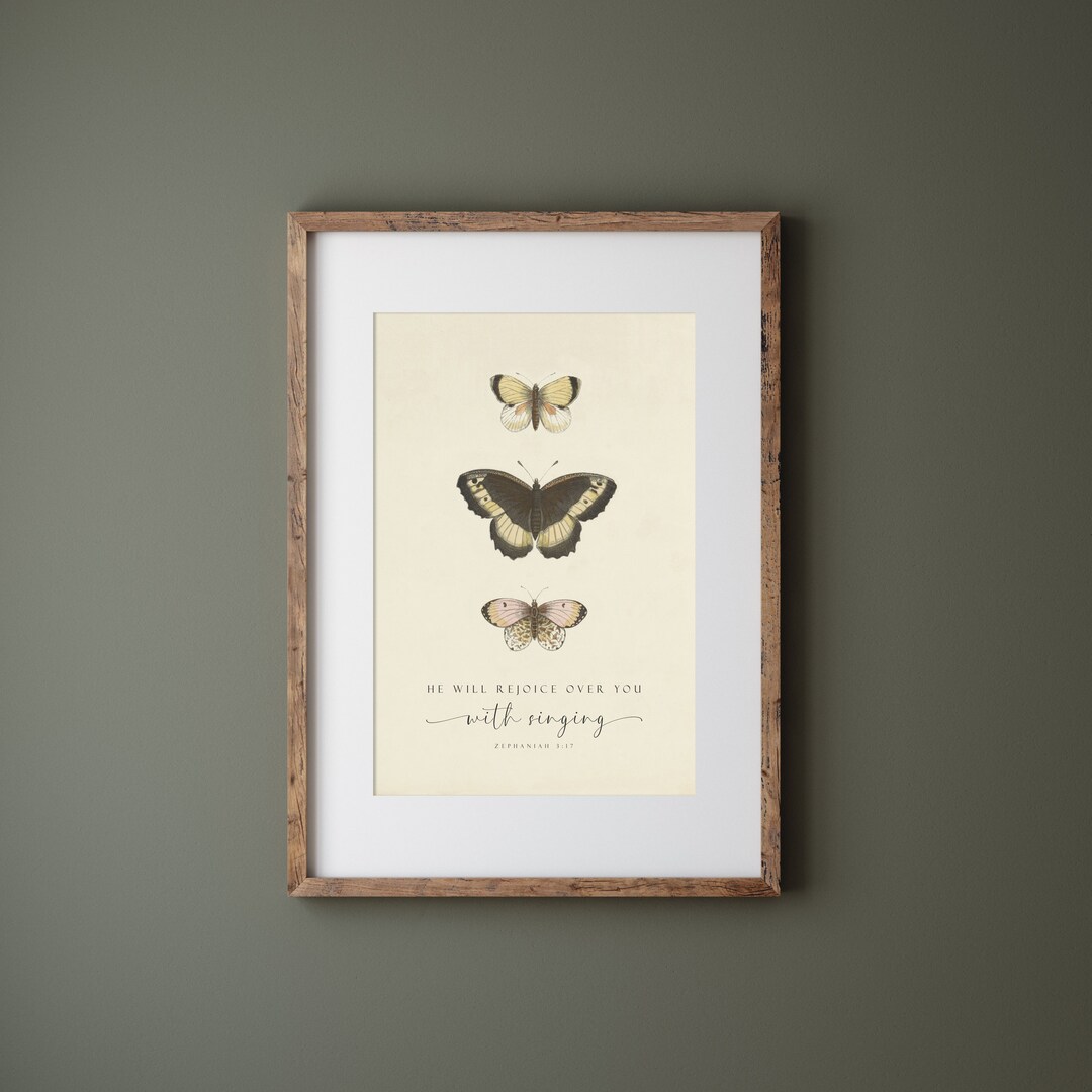 Butterfly Scripture Print Download. Vintage Butterflies & Bible Verse ...