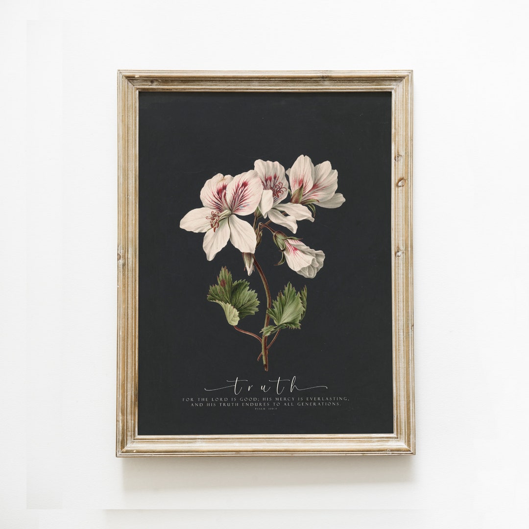 Scripture Floral Print Download. Vintage Flower Illustration With ...