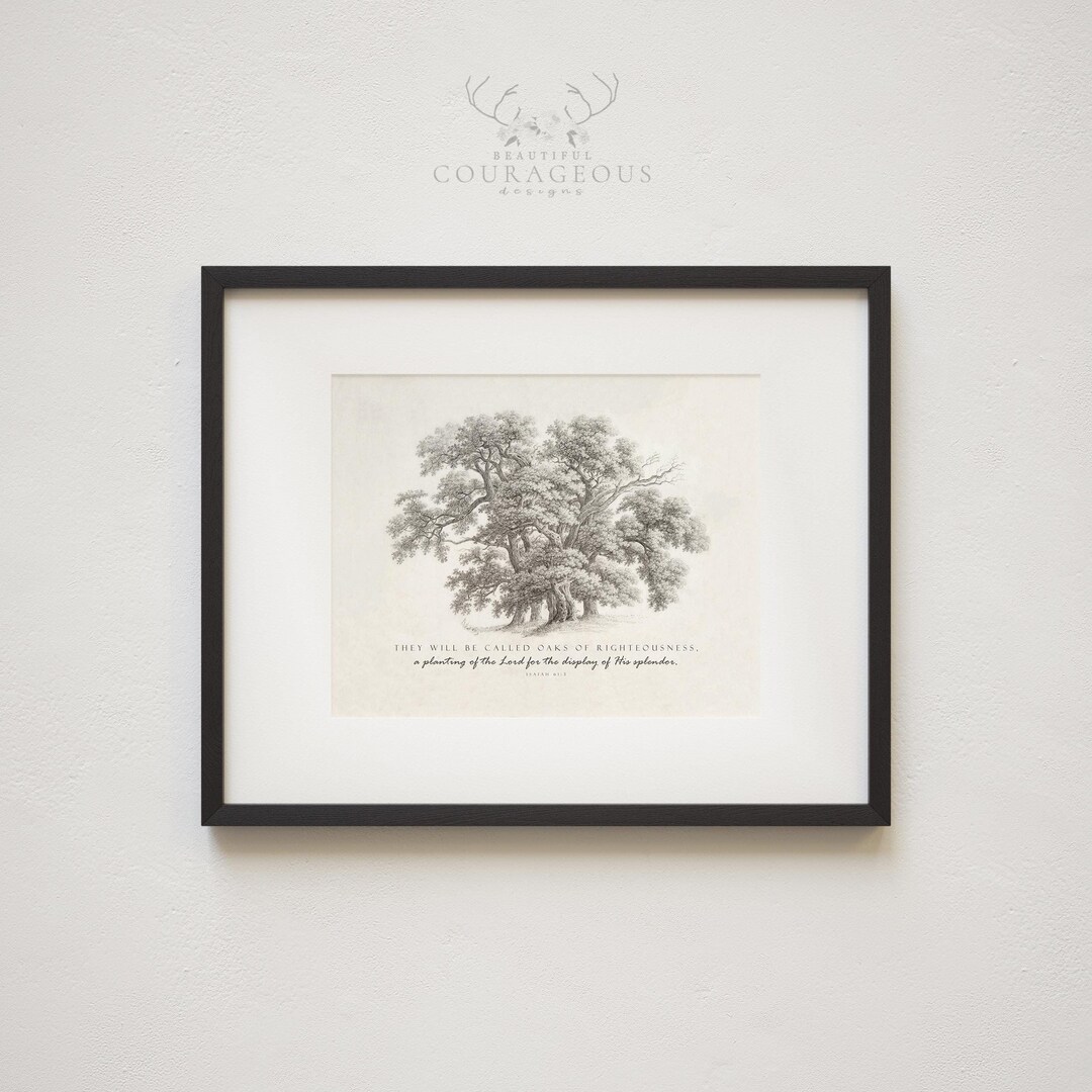 Vintage Tree Illustration With Scripture Print Download. Isaiah 61 ...