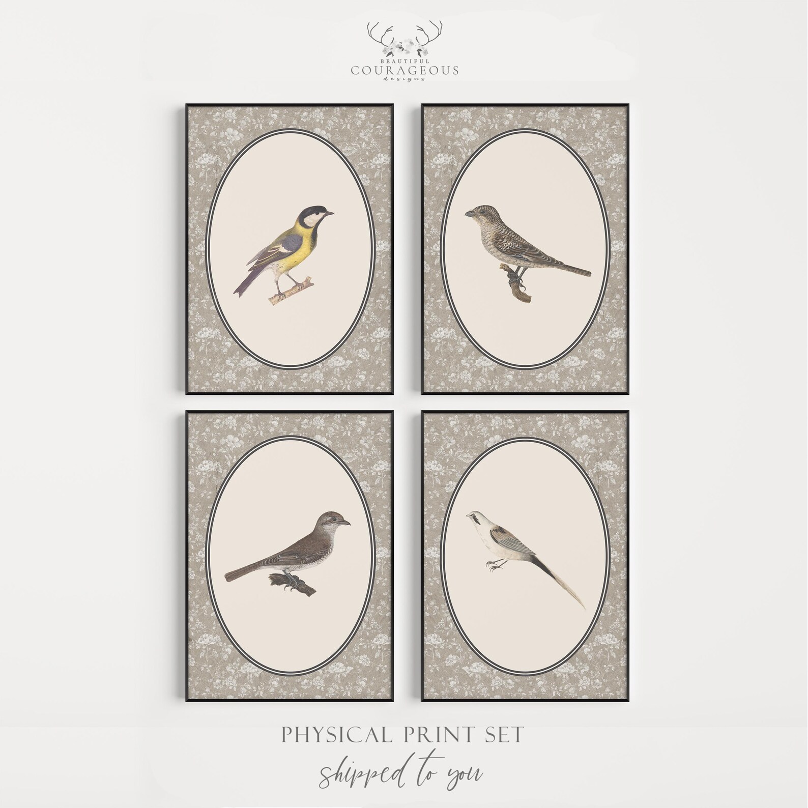 Cottagecore Vintage Bird Wall Art Print Set. Mailed to You. Physical ...