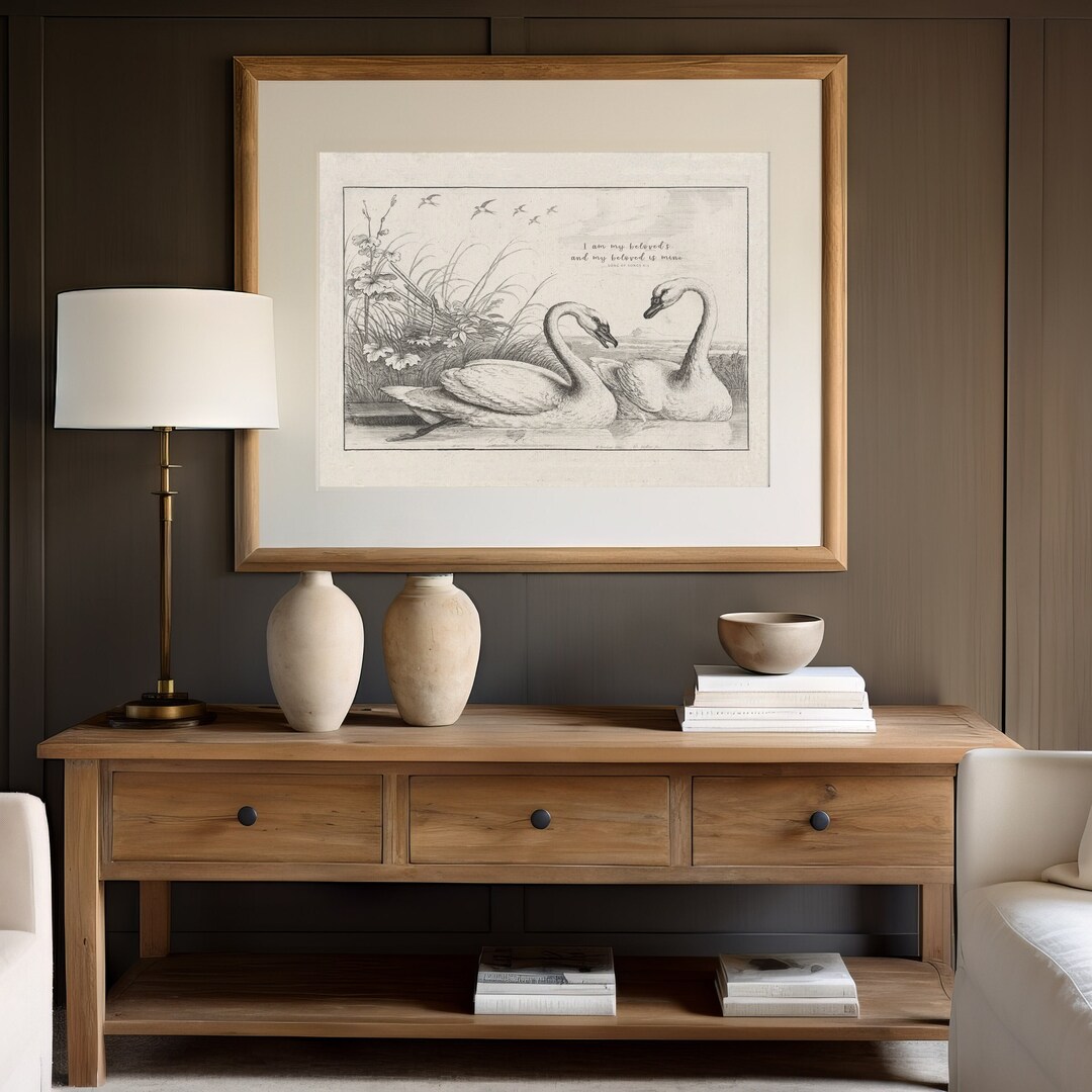 Vintage Art Scripture Print Download. Nature Bible Verse Art With Swan ...