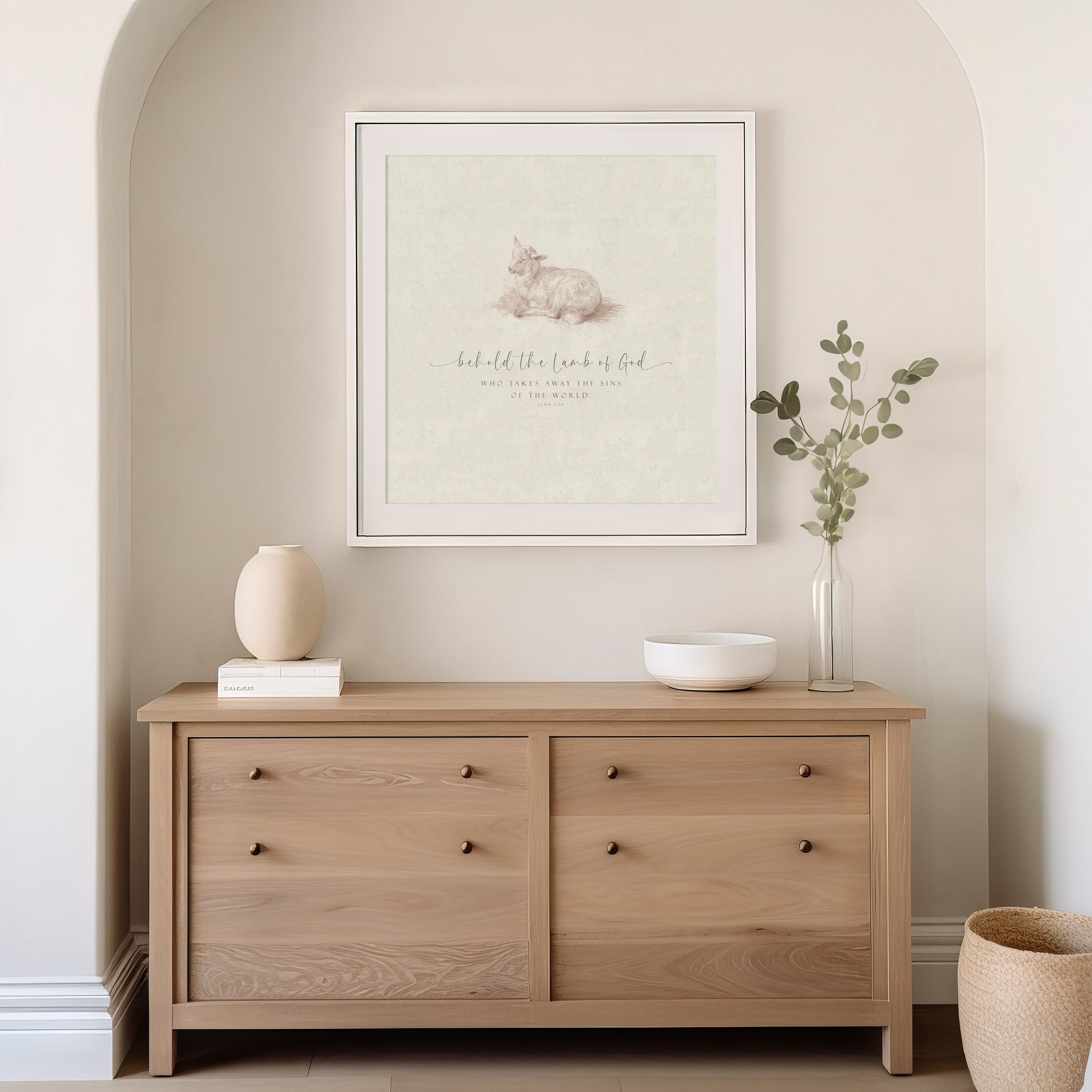 Easter Scripture Art Print Download. Vintage Lamb Illustration With ...