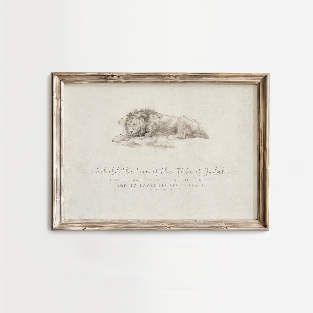 Easter Scripture Art Print Download. Vintage Lion Illustration With ...