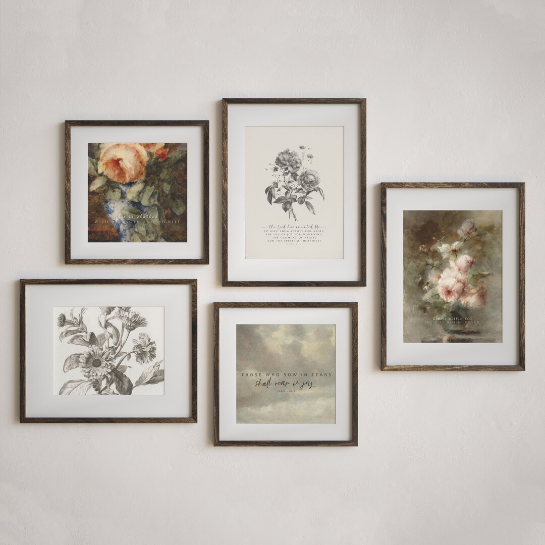 Vintage Floral Gallery Wall Print Set Download. Vintage Flower Prints ...