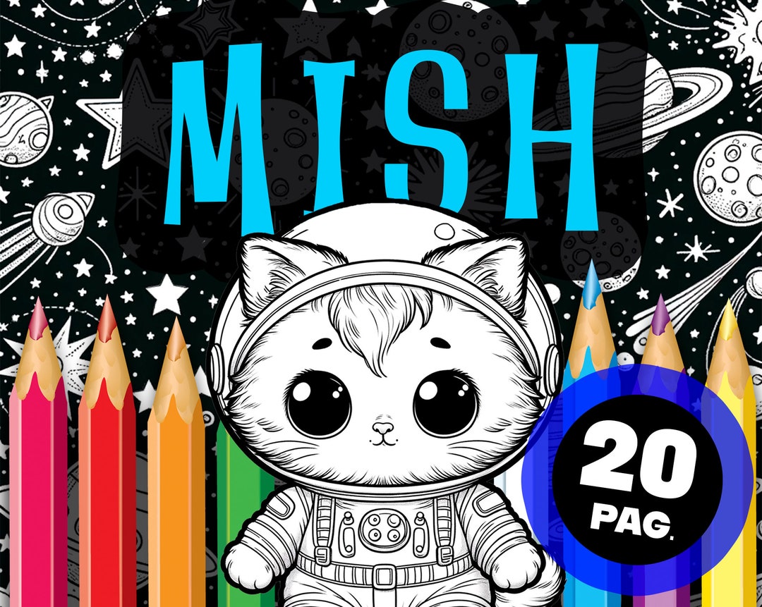 20 Coloring Pages for Kids Mish the Astronaut Cat - Etsy