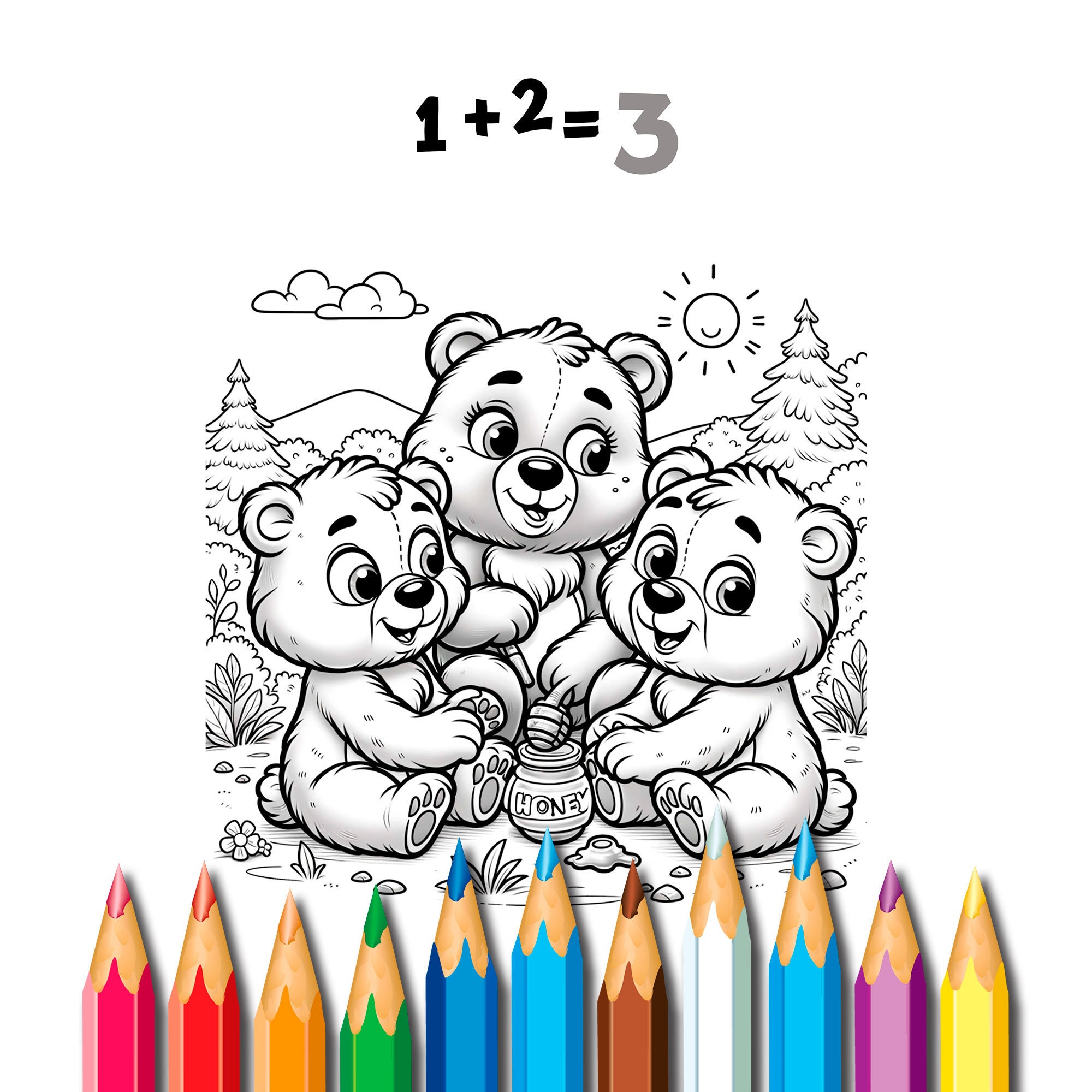 20 Coloring Pages for Kids Memo the Bear - Etsy