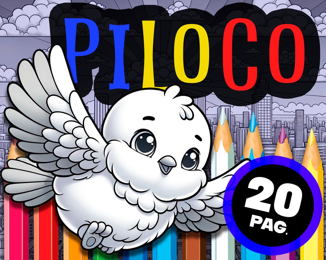 20 Coloring Pages for Kids Piloco, the Superhero Bird - Etsy