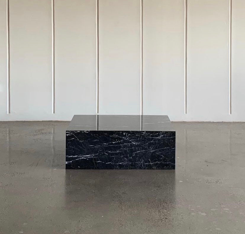 Square or Rectangular Coffee Table in Real Black Marquinia Marble, Made ...