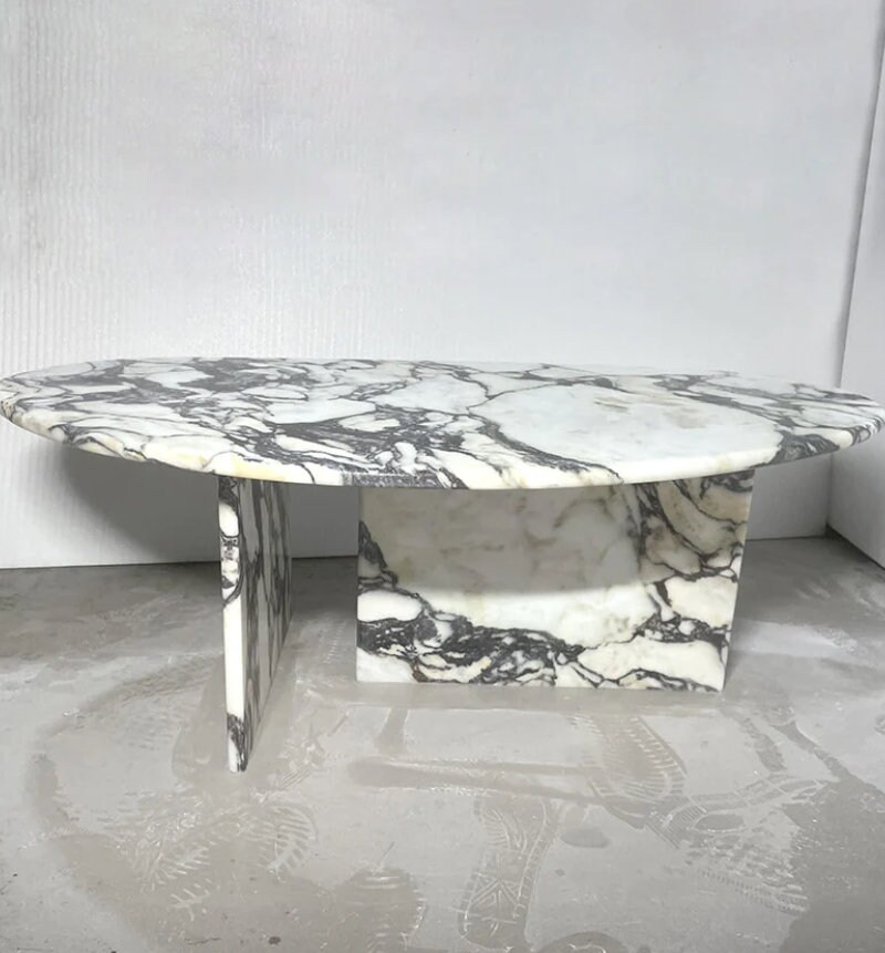 Teardrop Coffee Table in Real Purple Calacatta Marble, Made in Italy - Etsy
