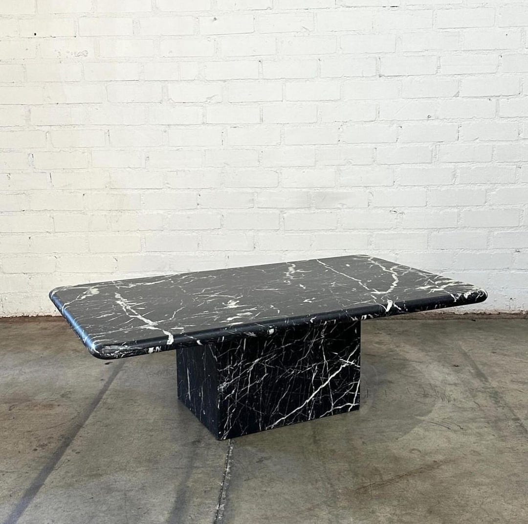 Square or Rectangular/ Plinth Coffee Table in Real Marble Black ...
