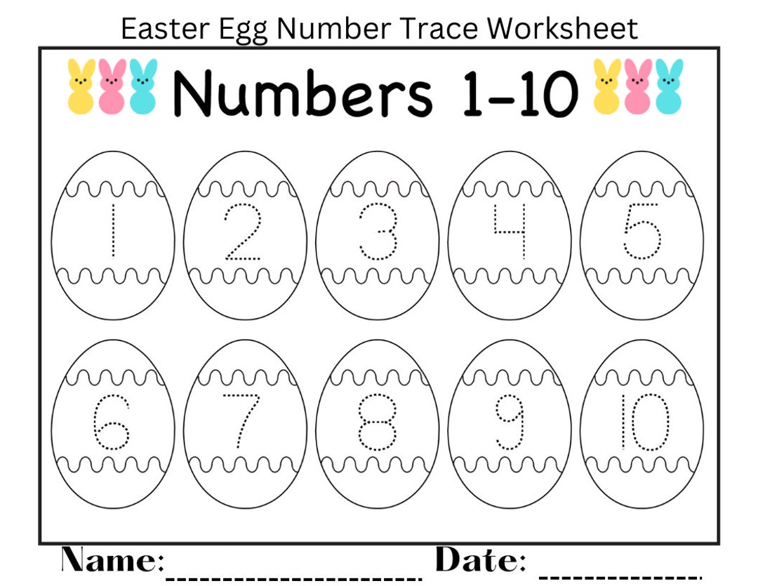 Easter Egg Number Trace Worksheet Numbers 1-10 - Etsy UK