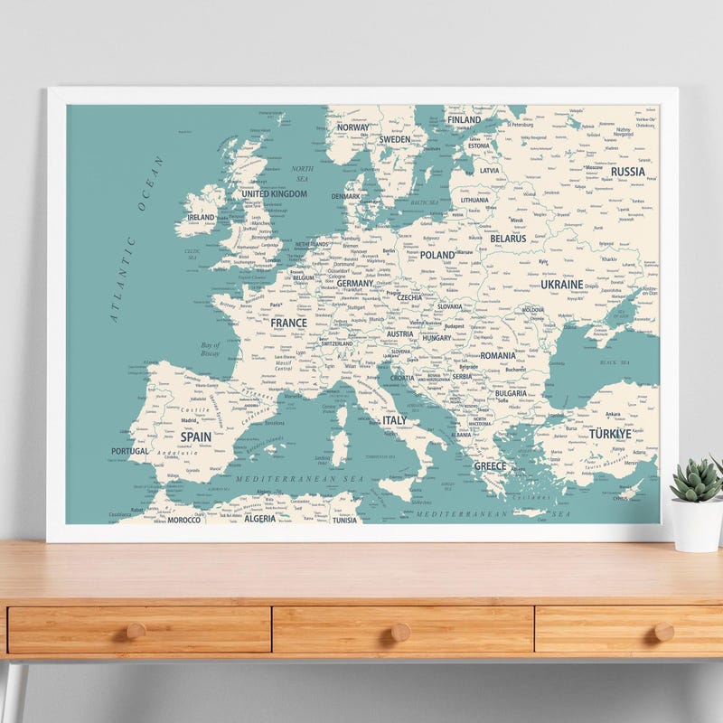 Europe Map - Etsy