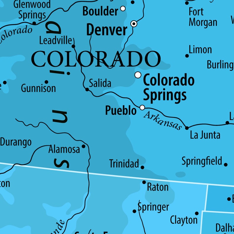 Blue USA Map - Detailed United States Map Digital Poster | Educational ...