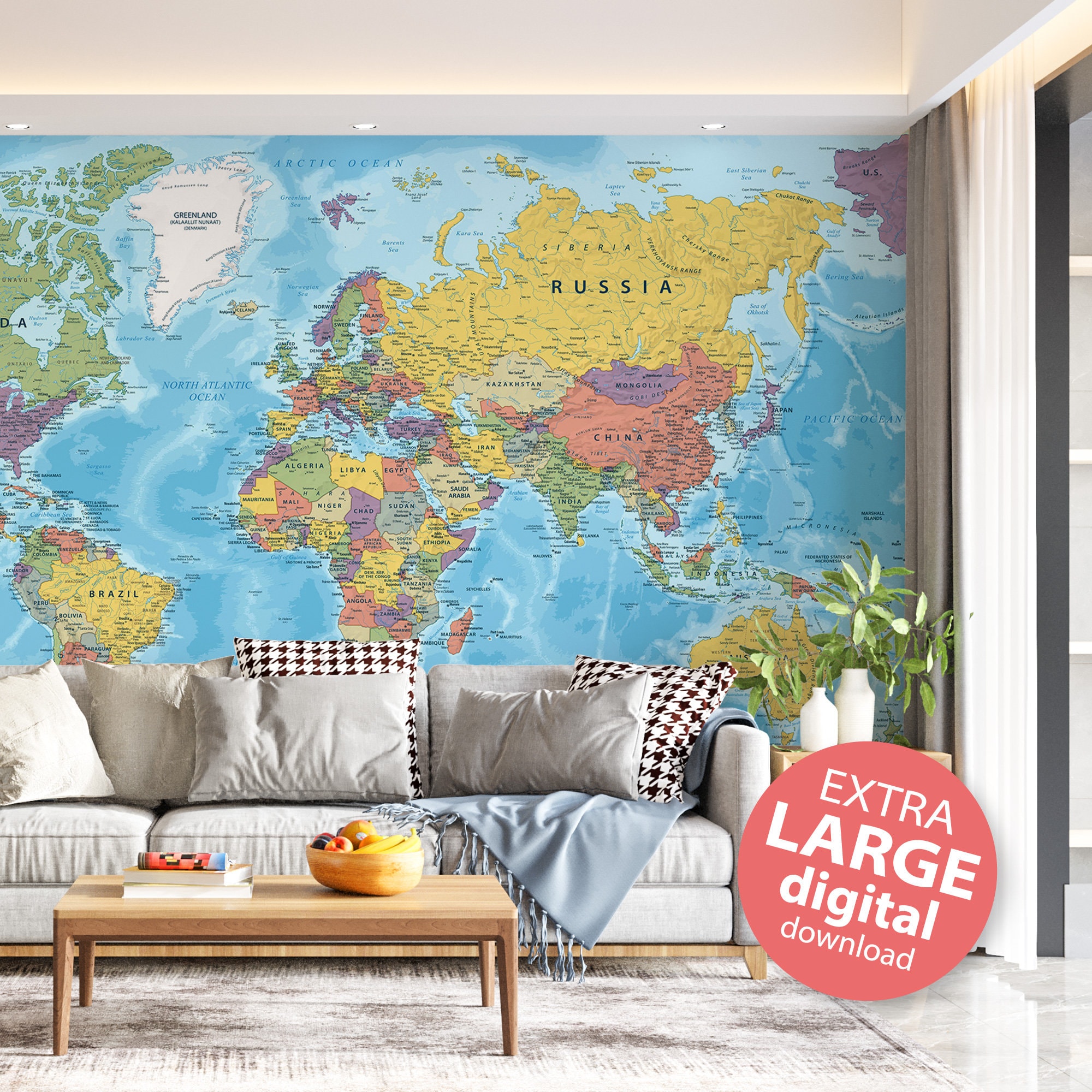 Download Detailed Political World Map Printable Poster in Full Color ...