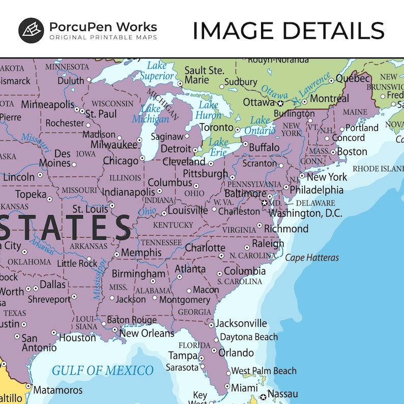 Highly Detailed Political Map of the World - Printable Large Map Poster ...