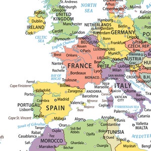 Digital World Map Poster Printable Colorful Wall Art for Home Decor ...