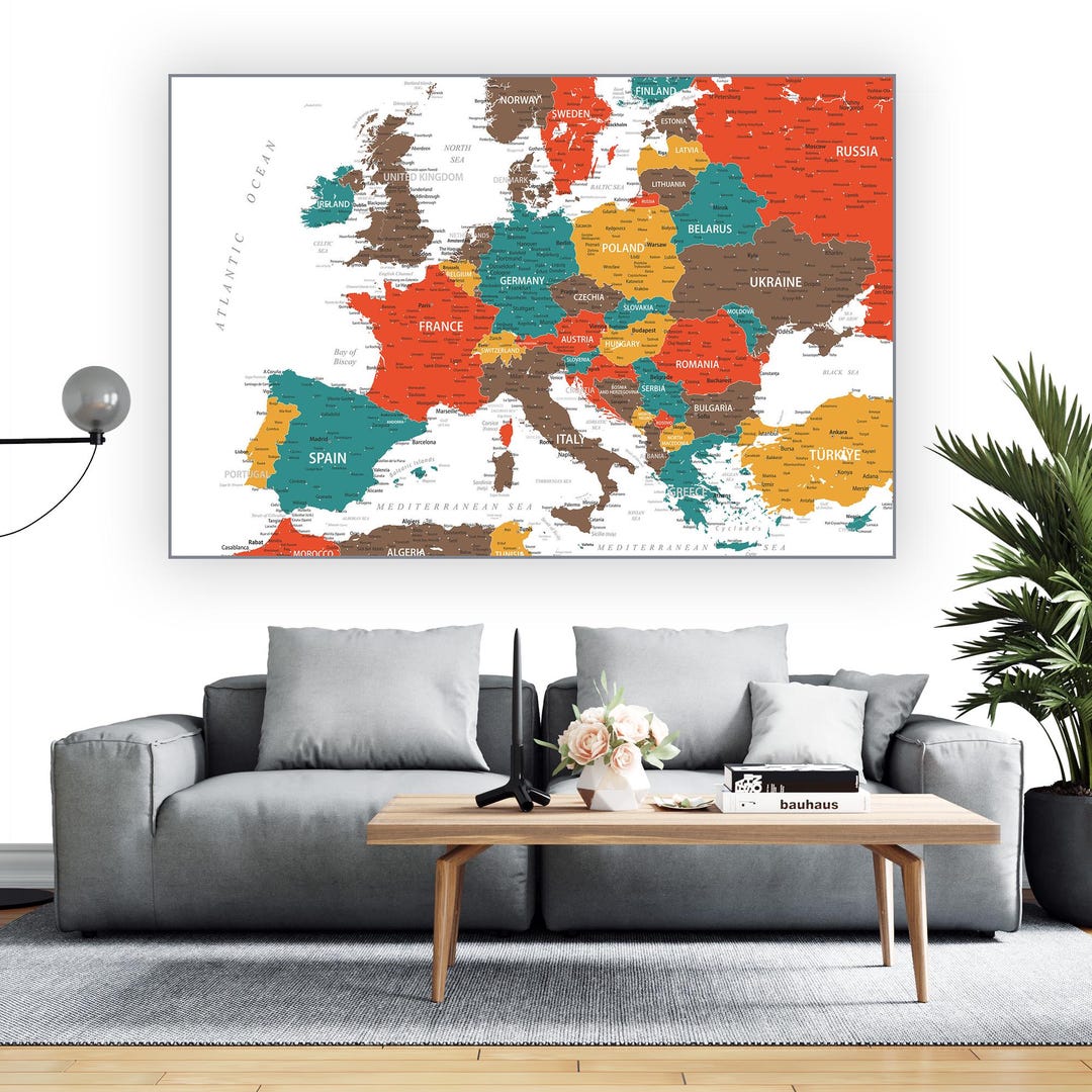 Travel Map of Europe - Digital Political Colorful Map of Europe, Ready ...
