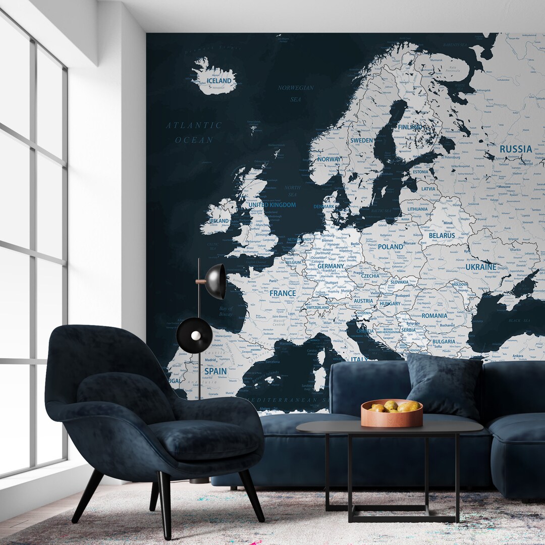 Digital Political Map of Europe Printable Black & Grey Europe Map ...