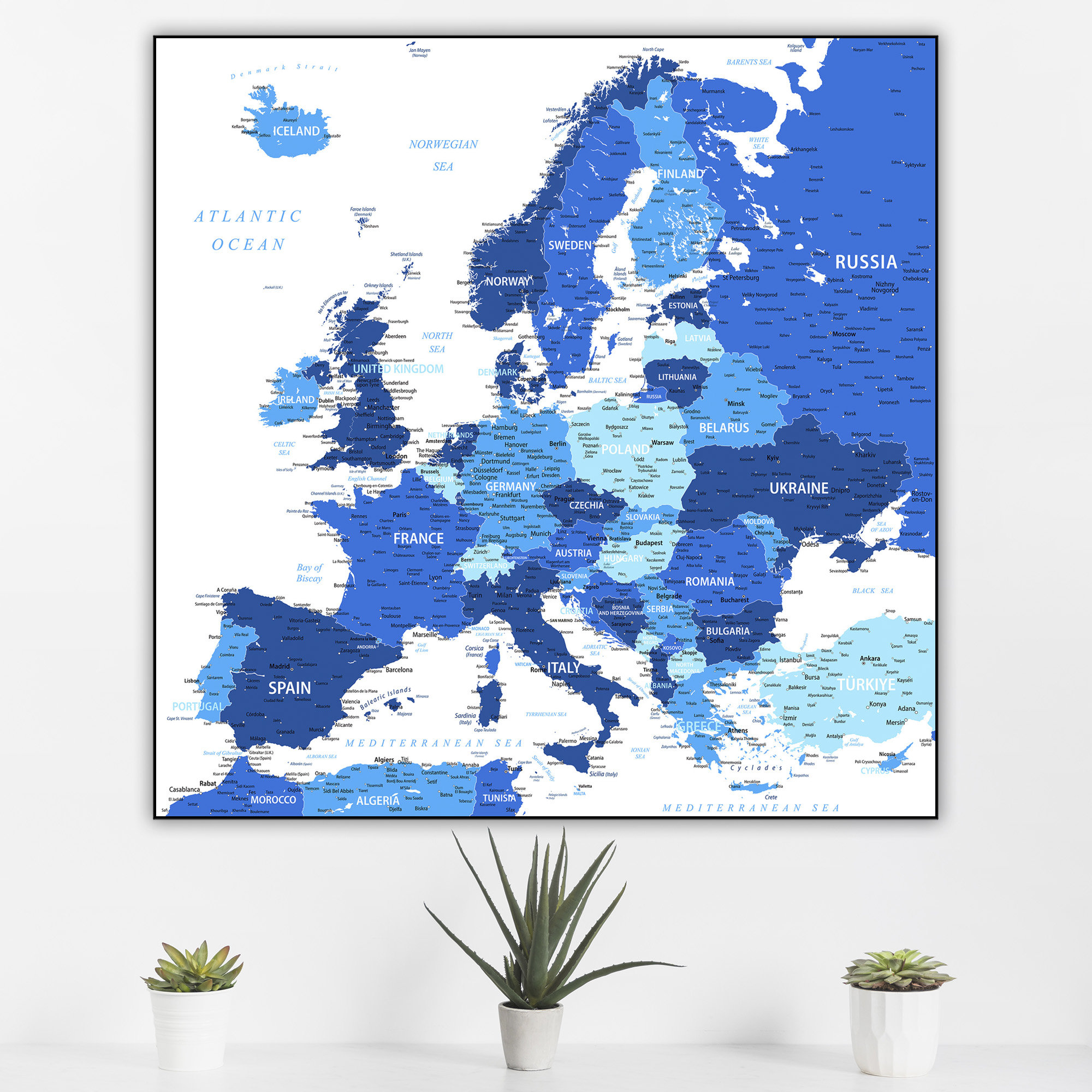 Europe Printable Map. Detailed Map of Europe. Styled High Resolution ...