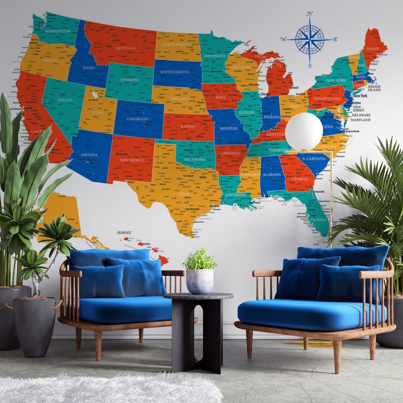 Educational United States Map Printable | Detailed Colorful Usa map ...