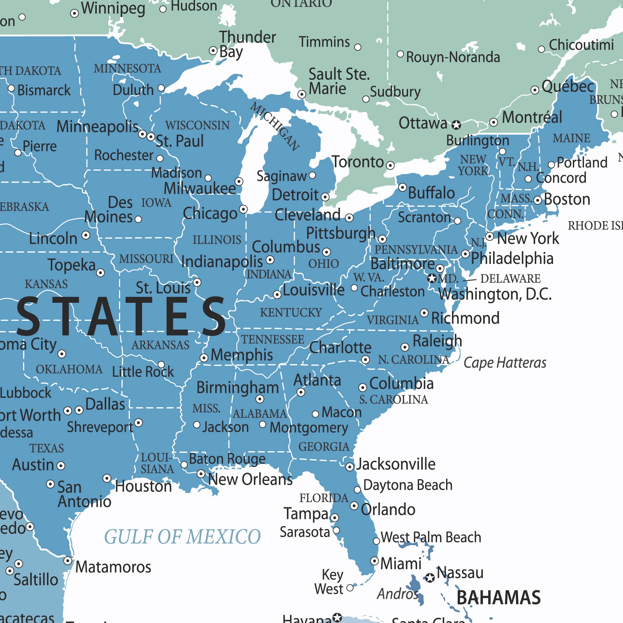 Printable Blue and Green Map Art Detailed World Map Design Ideal for ...