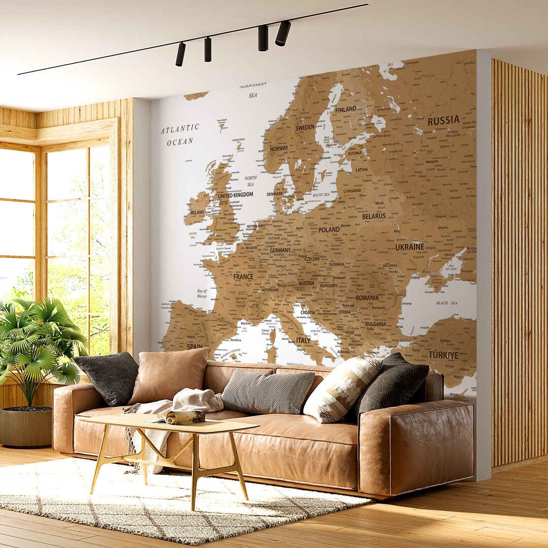 Europe Printable Map. Detailed Map of Europe. Styled High Resolution ...