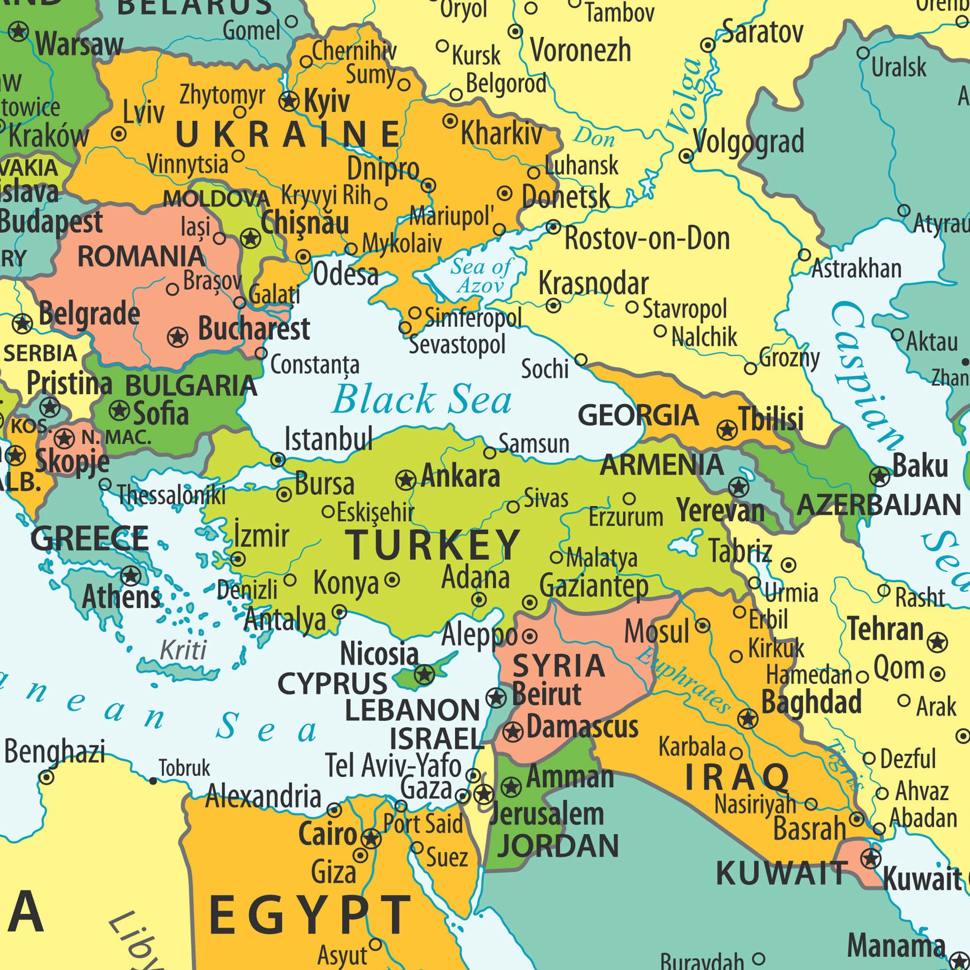 Political World Map - High Quality Printable Colorful Map | Digital ...