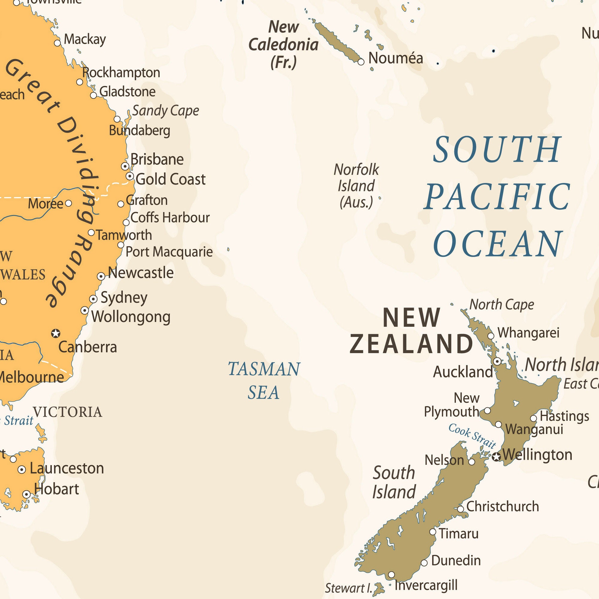 Printable World Map Natural Tones Styled High Resolution Map Perfect ...