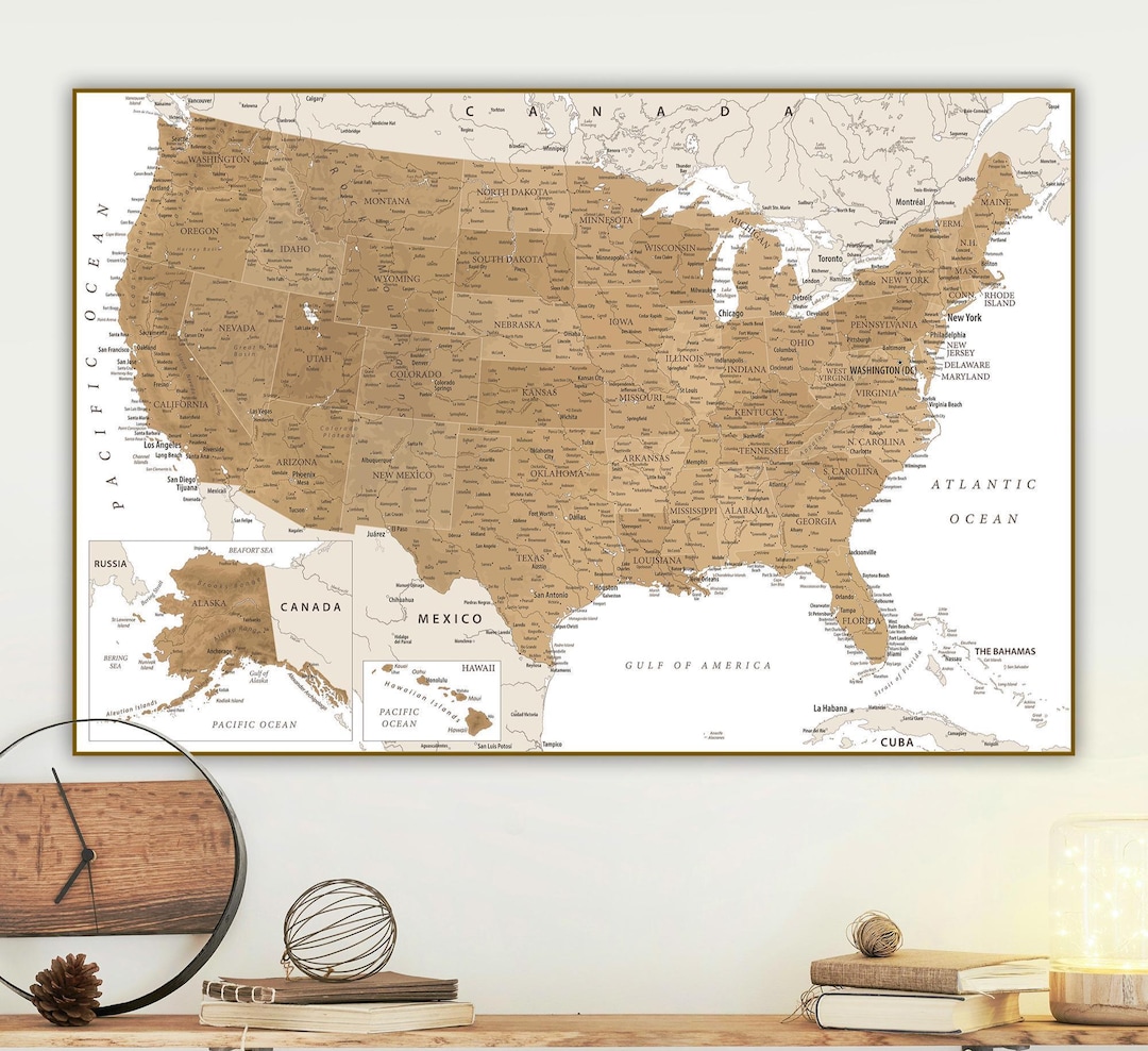 Printable United States of America Map - US Travel Map - Neutral Wall ...