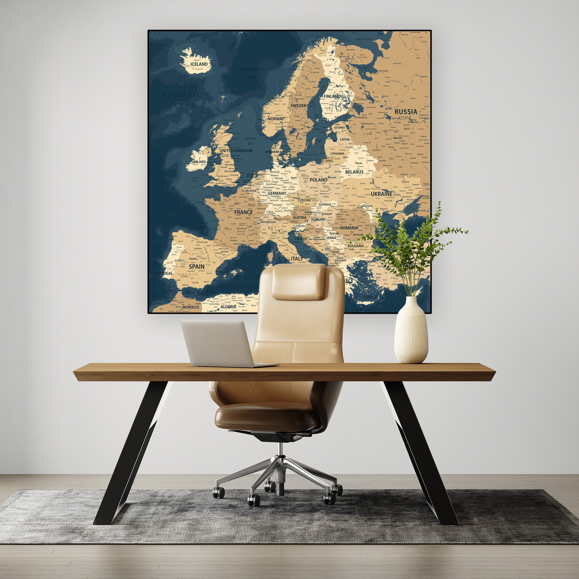 Highly Detailed Map of Europe - Instant Download Navy Blue and Gold ...