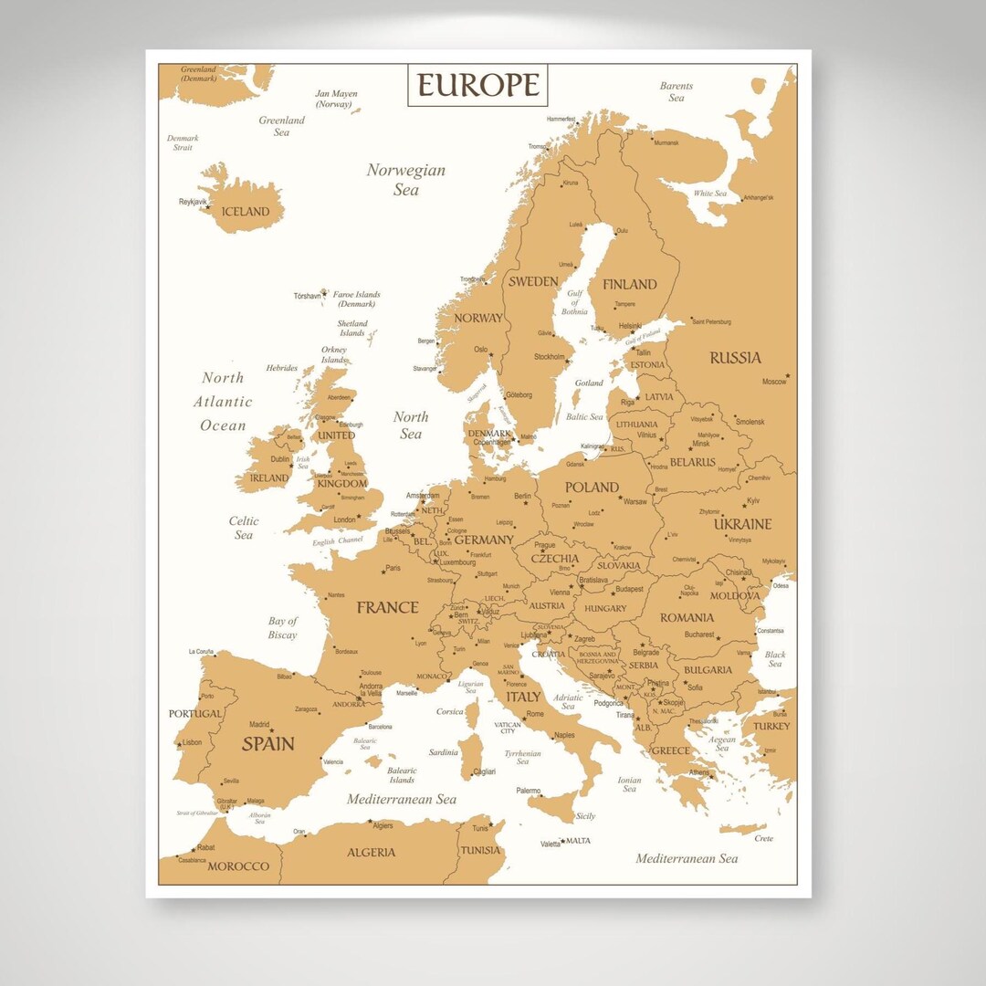 Printable Europe Map, XL Political Map of Europe Instant Download ...
