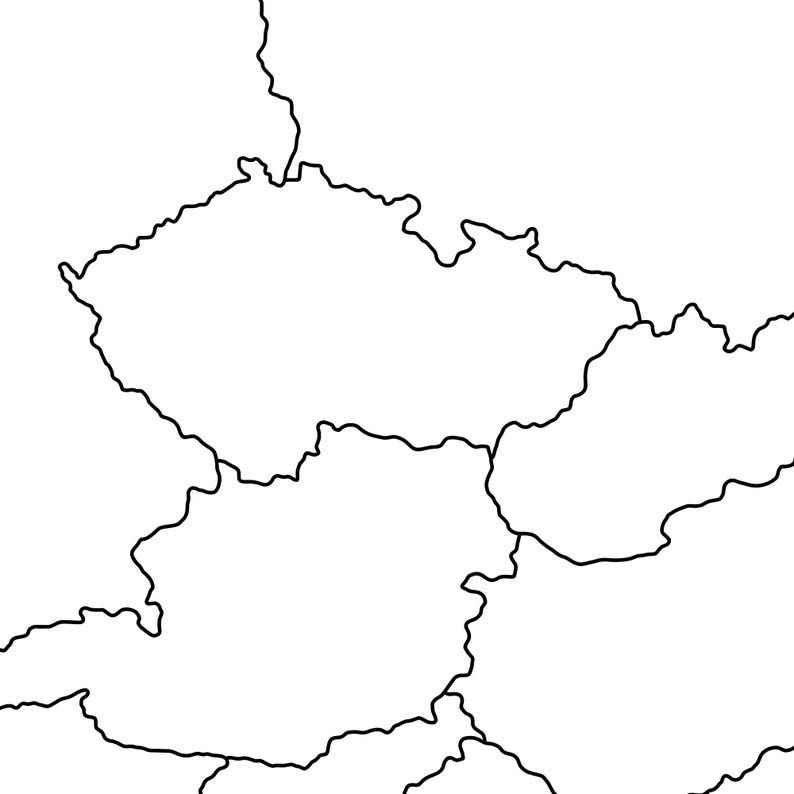 Kontury mapy Europy – do druku, mapa Europy, mapy krajów – czarno-biały ...