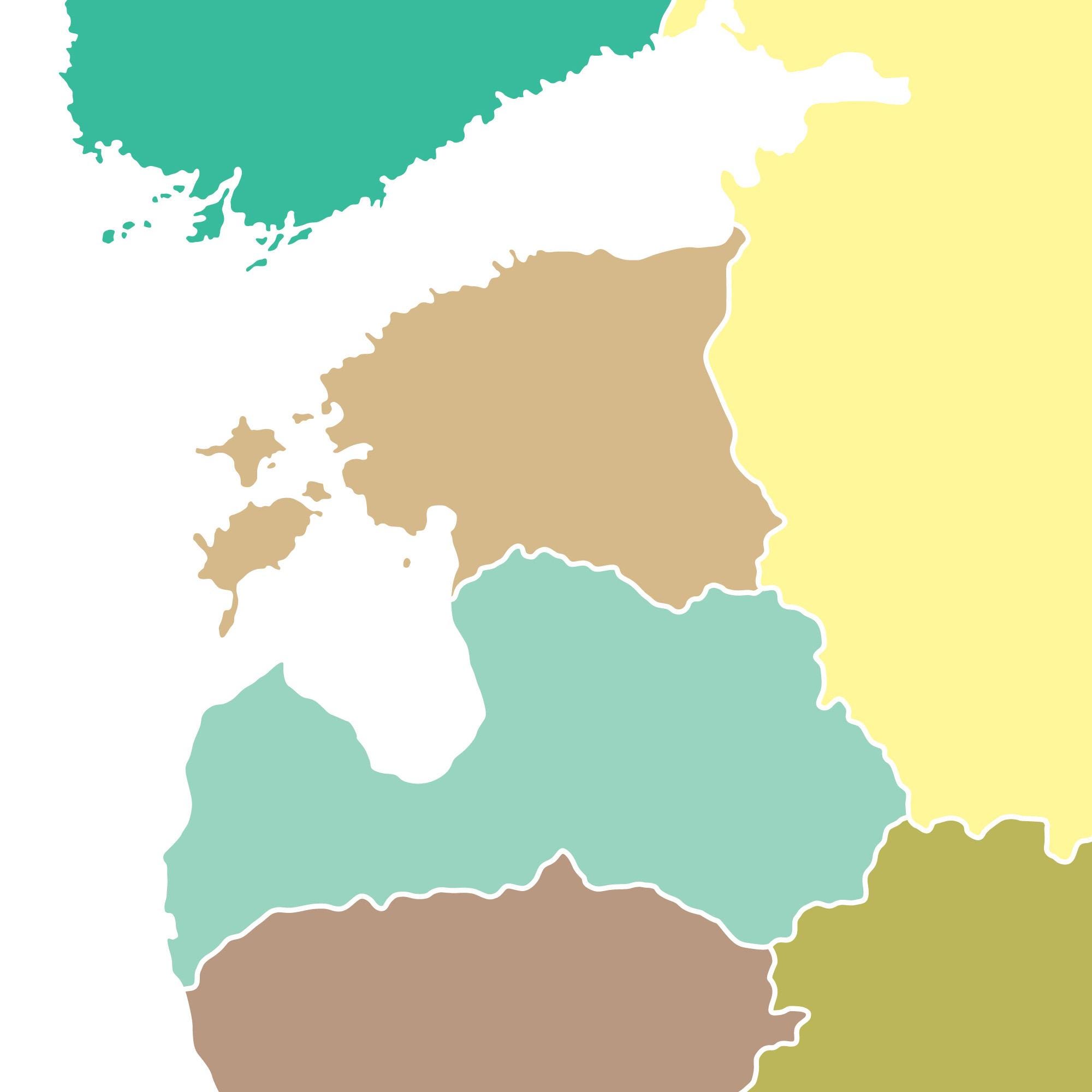 Europe Map Print No Text – Classic Colors, Hand Illustrated (digital ...