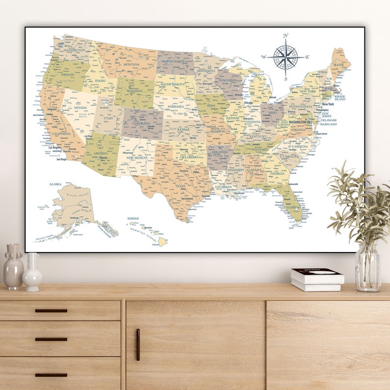 Digital Pastels Educational USA Map Educational United States Map ...