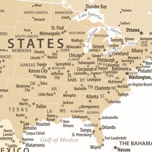 Detailed Printable World Map Neutral Beige Colors - Downloadable Large ...