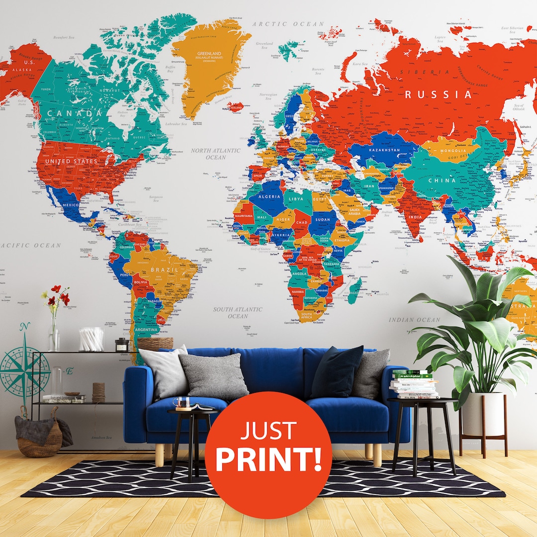 Educational Printable World Map Homeschooling World Map Poster Kids ...
