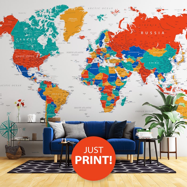 Educational Printable World Map Homeschooling World Map Poster Kids ...