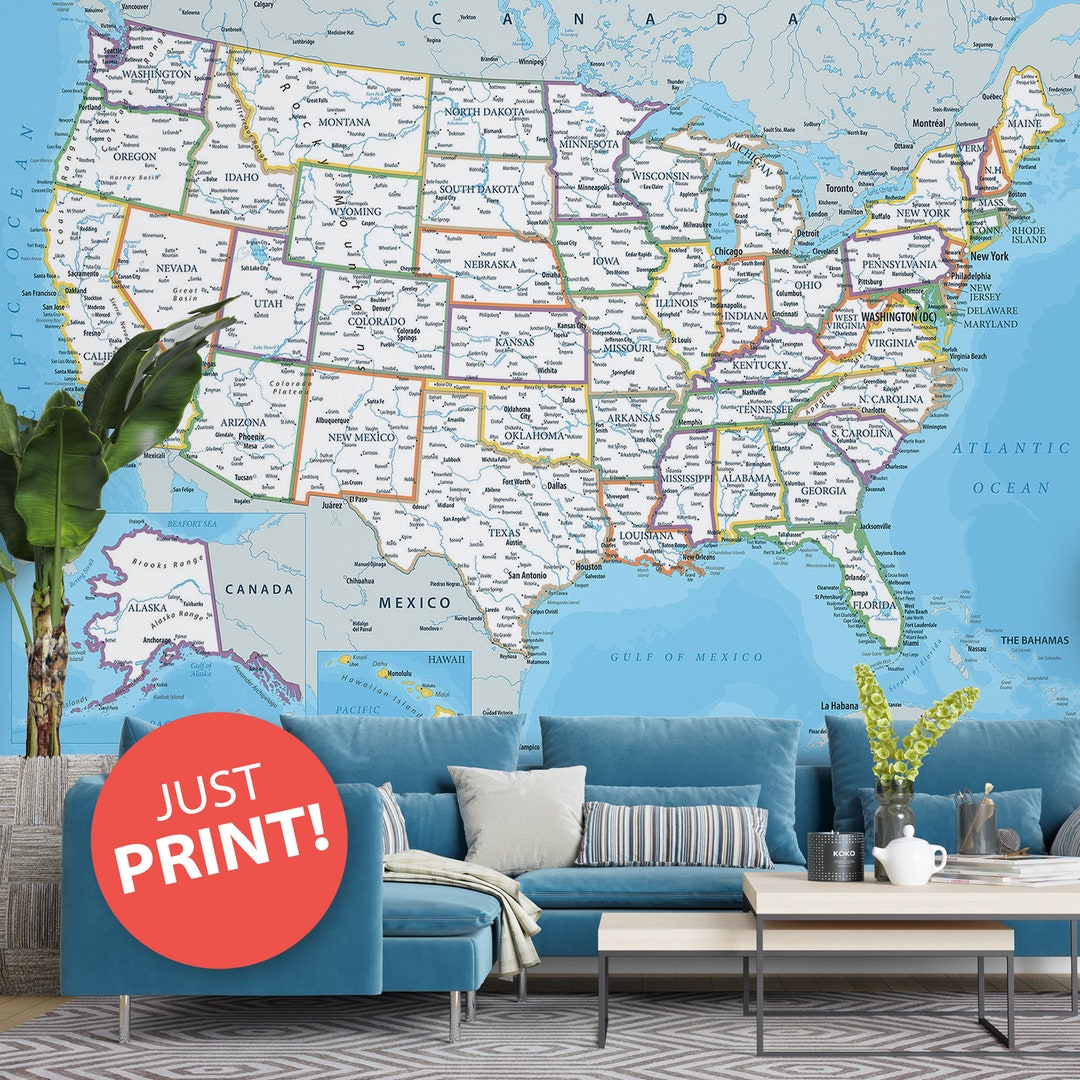 Printable USA White & Blue Map United States Map Download Large US Map ...