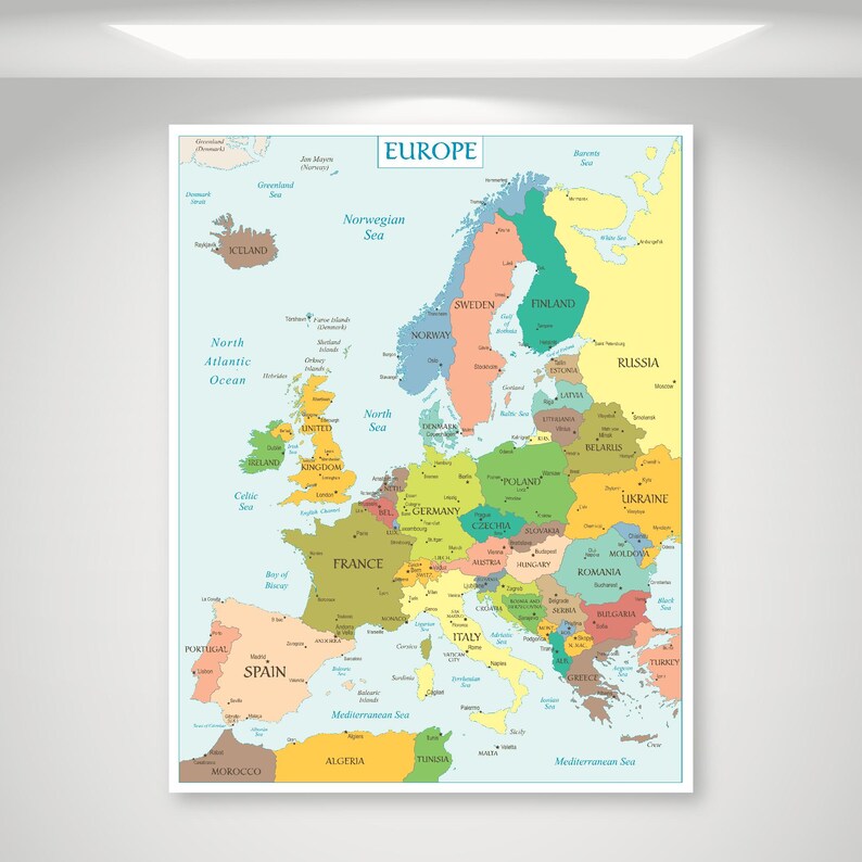 Europe Map Set 4 Printable Posters, Educational Geography Maps for ...