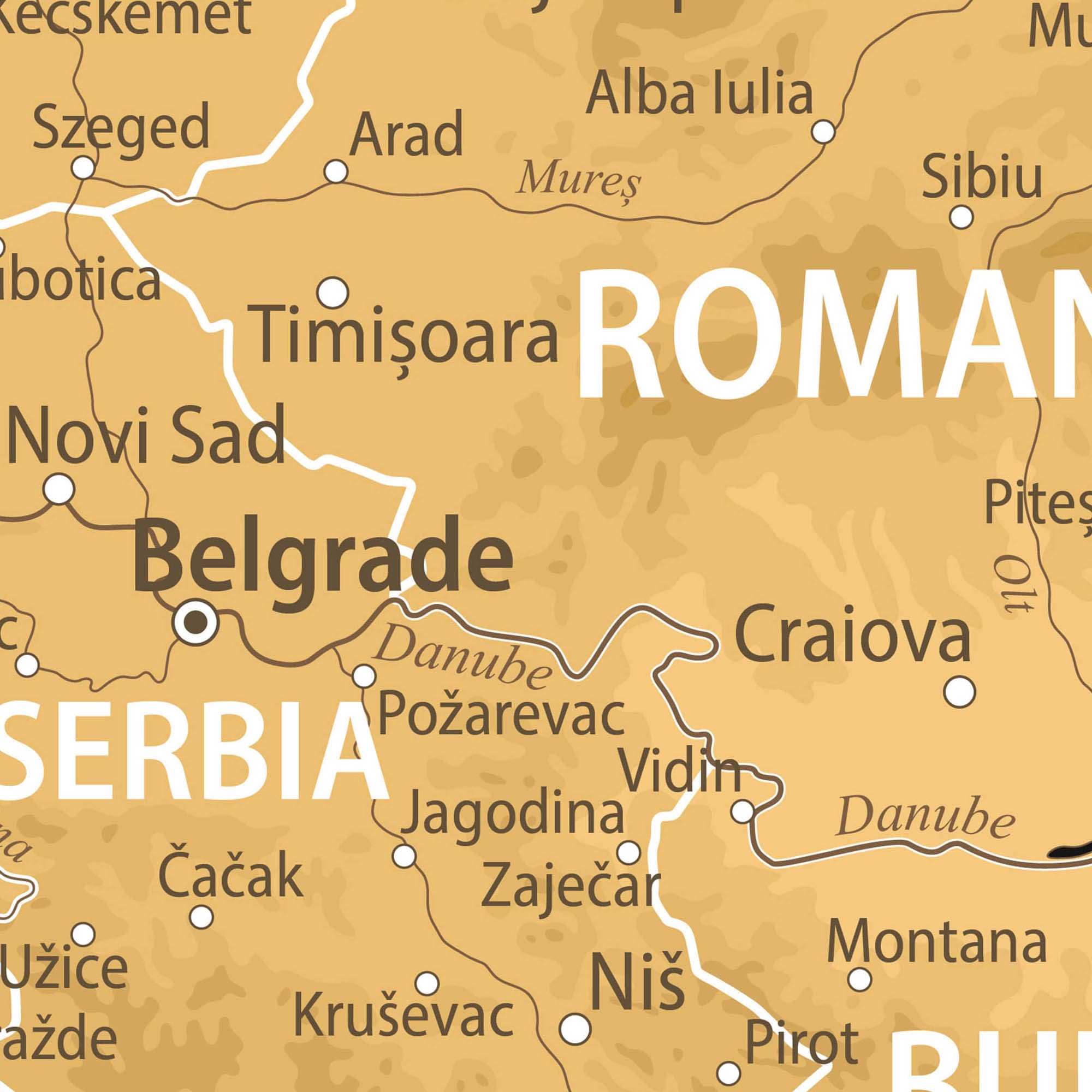 Europe Printable Map. Detailed Map of Europe. Styled High Resolution ...