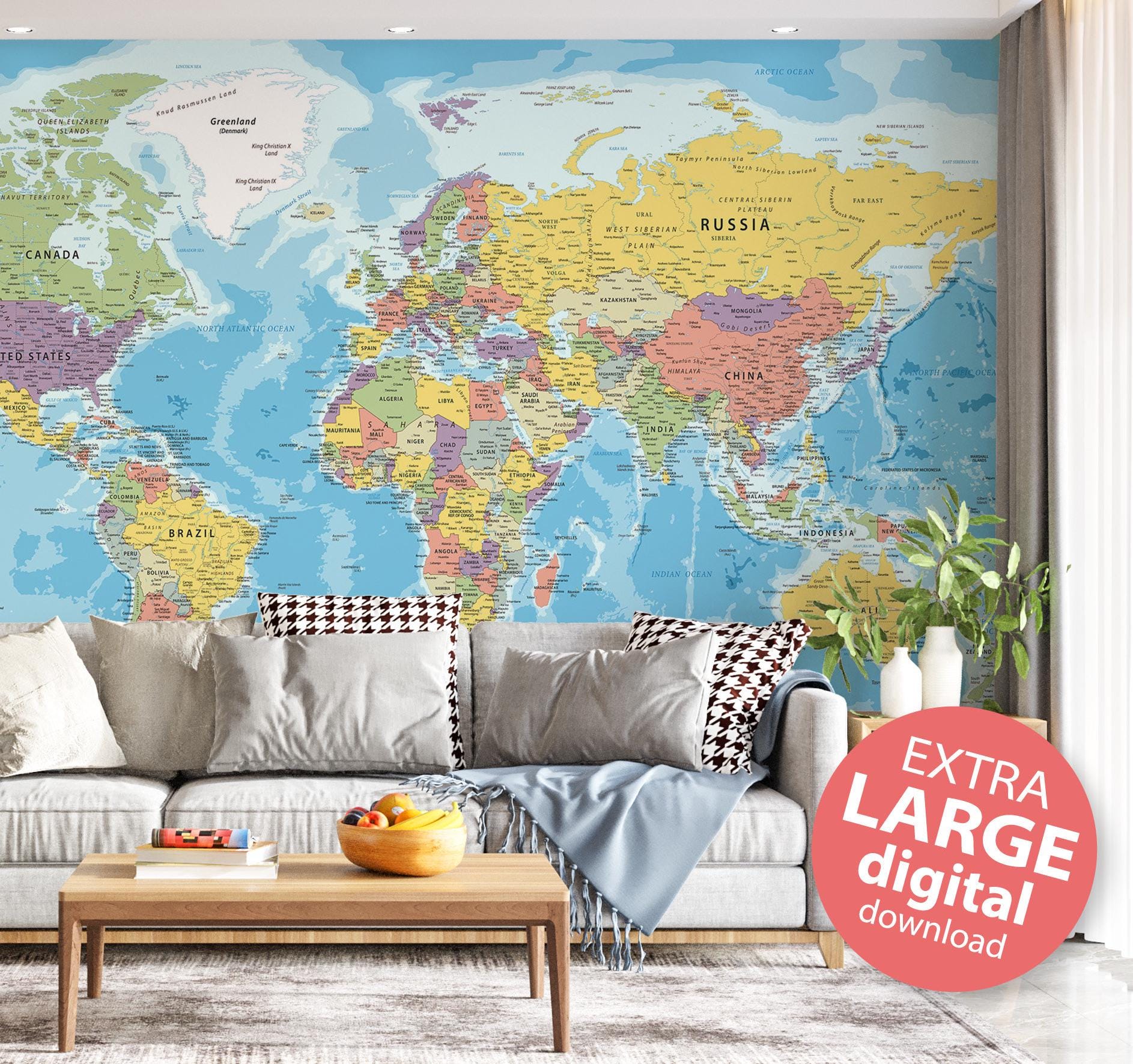 Highly Detailed Political Map of the World - Printable Large World Map ...
